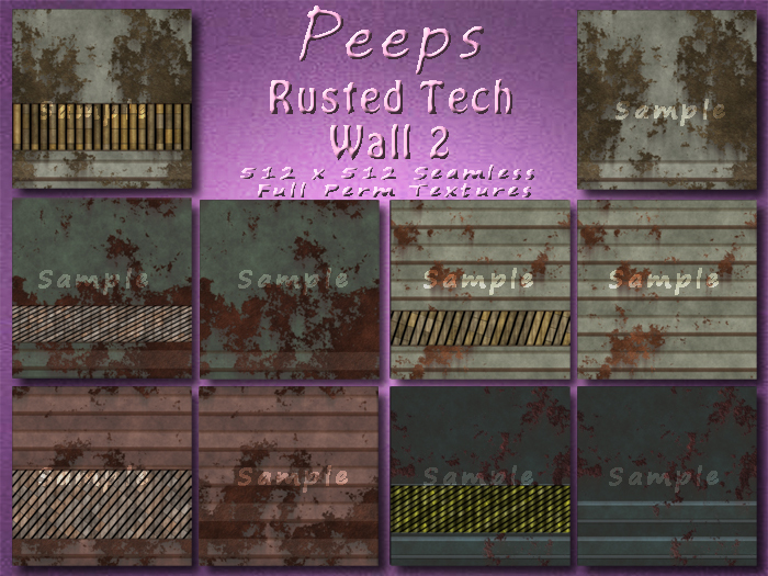 Second Life Marketplace - Peeps Textures Rusted Tech Wall 2
